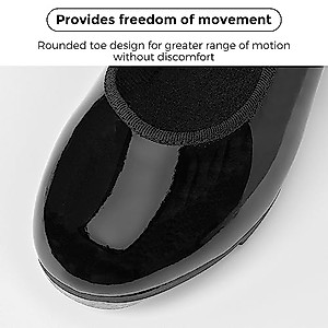 Stelle Tap Shoes for Girls Boys PU Leather Non-Slip Dance Shoes for Toddler/Little Kid/Big Kid (Black,11ML)