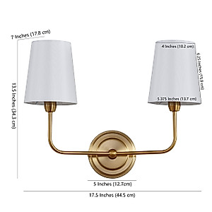 Safavieh SCN4015A Ezra Brass Gold 2-Light Wall (LED Bulbs Included) Sconce, White