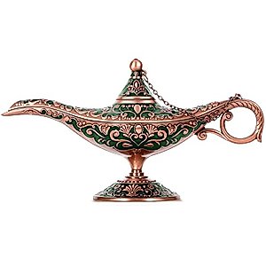Gusnilo Vintage Aladdin Lamp Genie Lamp Aladdin Magic Lamp Moroccan Decor Red Copper,Home Decoration Party Decoration Classic Arabian Props for Party/Birthday (Green)