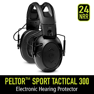 Peltor Sport Tactical 300 Smart Electronic Hearing Protector, Bluetooth Wireless Ear Muffs, NRR 22 dB, Bluetooth Headphones With Recessed Microphone, Ideal For Range, Shooting & Hunting (TAC300-OTH)