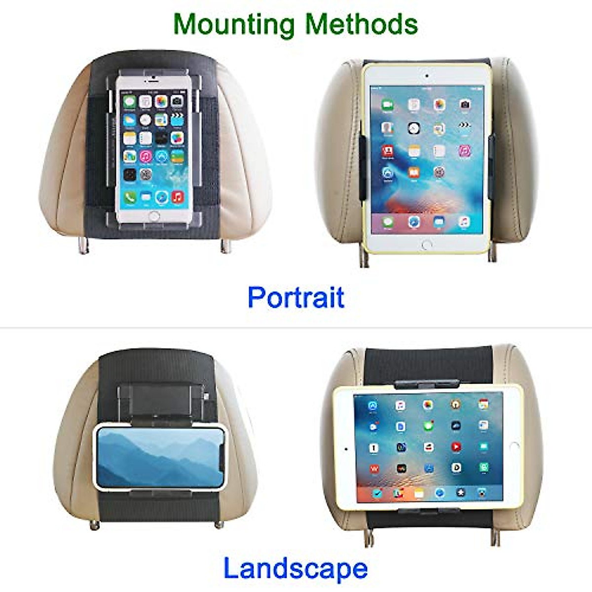 WANPOOL Car Headrest Mount Holder for Tablets and Phones with 5-10.5Inch Screens -Compatible with iPhone iPad Air Mini, Samsung Galaxy, Nintendo Switch