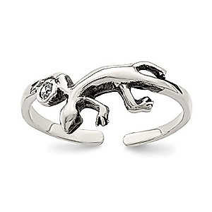 IceCarats 925 Sterling Silver Vintage Lizard Cubic Zirconia CZ Adjustable Toe Ring Open Midi Band Summer Beach Jewelry