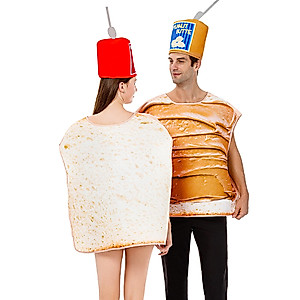 MISS FANTASY Couples Halloween Costumes - 4pcs Peanut Butter And Jelly Costumes For Adults Matching Halloween Costumes Easy Halloween Costume Diy Best Friend Costumes