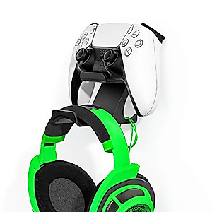 6amLifestyle [Latest Version] Controller and Headphone Holder Stand with Cord Holders for PS5 PS4 Xbox One Switch Pro Gamepad Controller Wall Mount Strong Adhesive/Screws, Shark 11 Pro