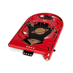 BRIO 34017 Pinball Game - Classic Vintage Arcade Style | Engaging Brain Game for Kids and Adults | Ideal Gift for Ages 6 and Up, Red
