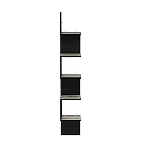 Furinno Rossi Wall Mount Floating Corner Shelf, 5-Tier Square, French Oak Grey/Black