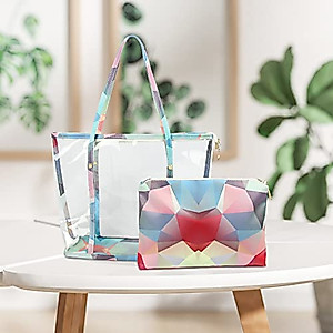 MICOM Clear Purse PVC Transparent Bag Work Handbags for Women Girls (Pink)