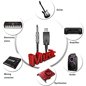 YESPURE USB Guitar Cable,Guitar Bass to USB Link Connection Cable Adapter,Professional Guitar to PC USB Link Recording Cable Lead Adaptor 2.8M/9.2FT