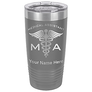 LaserGram 20oz Vacuum Insulated Tumbler Mug, MA Medical Assistant, Personalized Engraving Included (Gray)