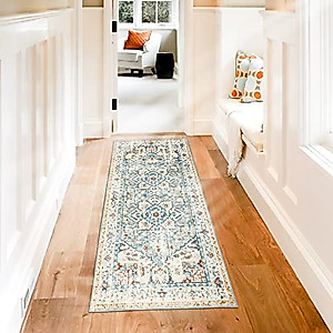 Lbris Washable Runner Rug,2'x6',for Hallway Laundry Room Kitchen Entryway Bathroom,Non Slip Rug Runners with Rubber Backing,Non Skid Stain-Resistant Non Shedding Runners(Vintage)