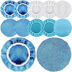 SIQUK 12 Pieces Car Polisher Pad Bonnet 5-6 Inch Polishing Bonnets Microfiber Waxer Bonnet Polishing Pad Bonnet Buffing Pad Cover Buffer Bonnets for Car Polisher