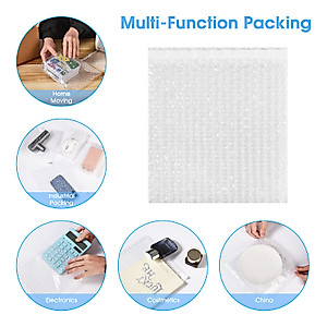 Pacific Mailer Bubble Cushion Wrap Pouches 7.5x7.5 Inch Total 50 Packs Self Sealing Bubble Pouch Bags Roll for Packing, Shipping, Storage, Moving [Clear]