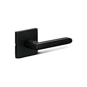 Berlin Modisch Dummy Lever Door Handle Pack of 2 Slim Square Non-Turning Single Side Pull Only Lever Set [for Closet or French Doors] Heavy Duty - Iron Iron Black Finish