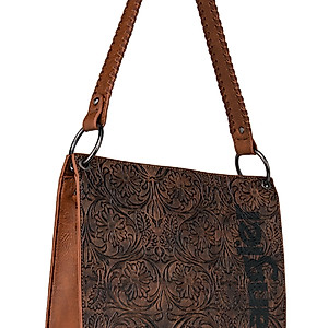 Wrangler Tote Shoulder Bag for Women Western Tooling Handbags Fringing Satchel Purse with Hand-Woven Strap