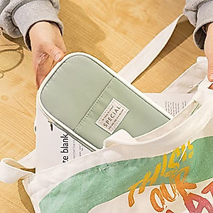 WAFJAMF Large Capacity Pencil Box with Zipper Big Storage Bag Pouch Holder Box Organizer for Office Travel - Light Green