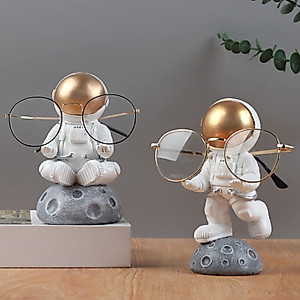 Sempoda Astronaut Glasses Holder, Resin Funny Decorative Eyeglass Holder, Creative Astronaut Glasses Holder Stand for Home Office Decoration, Astronaut Sculpture Holder for Holiday Birthday Gift
