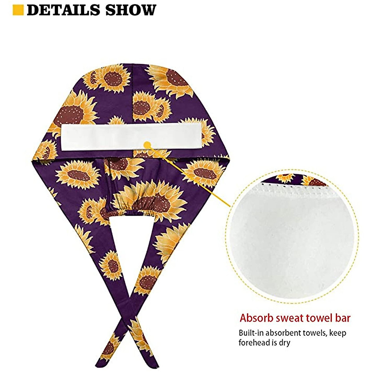 Babrukda 2 Pieces Set Sloth Tropical Cactus Print Hats for Women Men Cap with Sweatband Adjustable Tie Back Hats Head Hair Cover for Housework Painting Decoration Travel