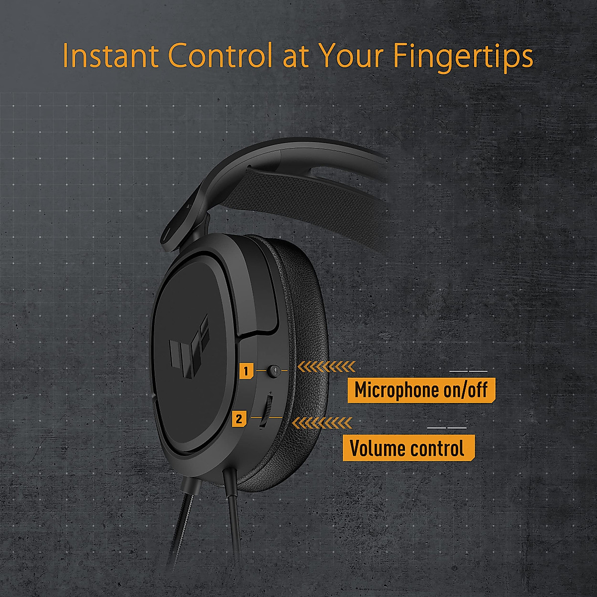 ASUS TUF Gaming H1 Wired Headset | Discord Certified Mic, 7.1 Surround Sound, 40mm Drivers, 3.5mm, Lightweight, for PC, Switch, PS4, PS5, Xbox One, Xbox Series X | S, and Mobile Devices – Black