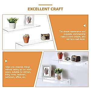 ULTECHNOVO 2Pcs Acrylic Floating Shelves Clear Wall Dispay Shelf Space Saving Wall Bookshelf Invisible Floating Organizer for Living Room Bedroom Home Office Transparent