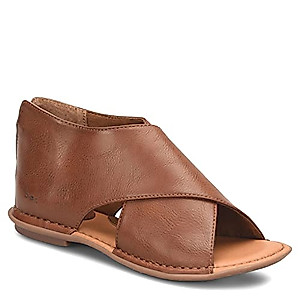 b.o.c. Womens Bria Leather Comfort Flat Sandals Brown 9 Medium (B,M)