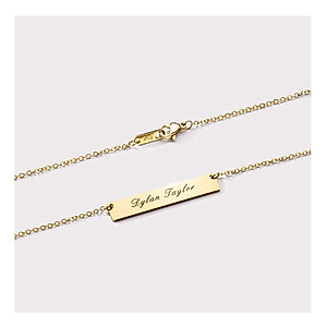 Caramel Sweet Life Personalized Stainless Steel Horizontal Bar Necklace Pendant 5 Colors with Chain (Golden)