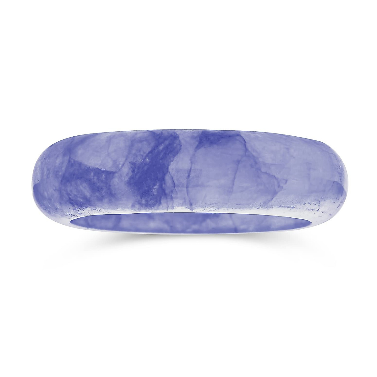 Simple Solid Dome Gemstone Eternity Stackable Dyed Violet Lavender Purple Jade Band Ring For Women For Teen August Birthstone