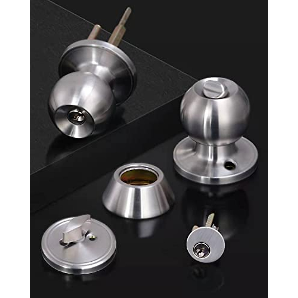 All Keyed Same Entry Door Knob and Single Cylinder Deadbolt Combo Set, Satin Nickel Exterior Door Knobs with Lock and Keys for Entrance and Front Door