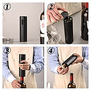 KIEKRO Electric Wine Opener, Battery Powered Wine Opener, One-Click Automatic and Reusable Easy to Carry Wine Cork Remover, Suitable for Wine Enthusiasts, Gifts, Family Kitchens, Parties (Black)