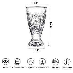 Nicunom 12 Pack Shot Glasses, 1.6 Oz Carved Shot Glass with Heavy Base, Round Shot Glasses Bulk, Lead-free Clear Shot Glass for Vodka, Whiskey, Tequila, Liquor, Espresso