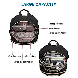 LOVEVOOK Laptop Backpack for Women & Men, 15.6 Inch Anti Theft Travel Backpack with USB Port, Stylish Casual Daypack for College, Large Capacity Teacher Nurse Work Backpack Purse, Black