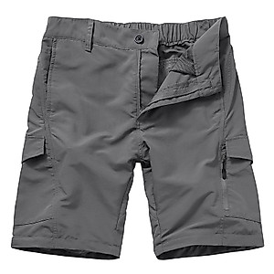 Mens Hiking Pants Quick Dry Lightweight Fishing Pants Convertible Zip Off Cargo Work Pants Trousers #6088,Grey,32