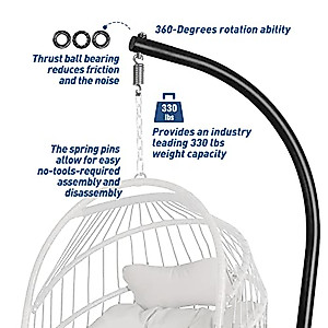 Chihee Hanging Egg Chair Stand,Strong Iron Hammock Chair Frame with Spring Hook Stable Base,Heavy Duty Swing Chair Stand 330 lbs,C Stand for Hanging Chair Indoor Outdoor Bedroom Patio Garden Balcony