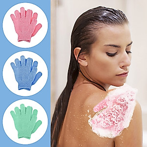 Molain 3 Pairs Exfoliating Gloves Premium Scrub Wash Mitt Bath Loofah Shower Spa Exfoliation Sponges Women Men Bath Accessories Dead Skin Remover for Body Washcloth