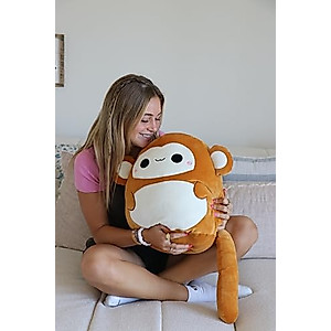 Snuggaboos Jumbo 17 Inch Mia The Monkey Plush Squish Pillow Original: Super Soft Cute Stuffed Animal Toy with Extra Long Tail - Perfect Plushie Gift for Kids, Adults and Baby