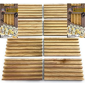 Matty's Toy Stop Deluxe Solid Wood Domino Trays (4 Count) Game Bundle - 2 Pack (8 Trays Total)
