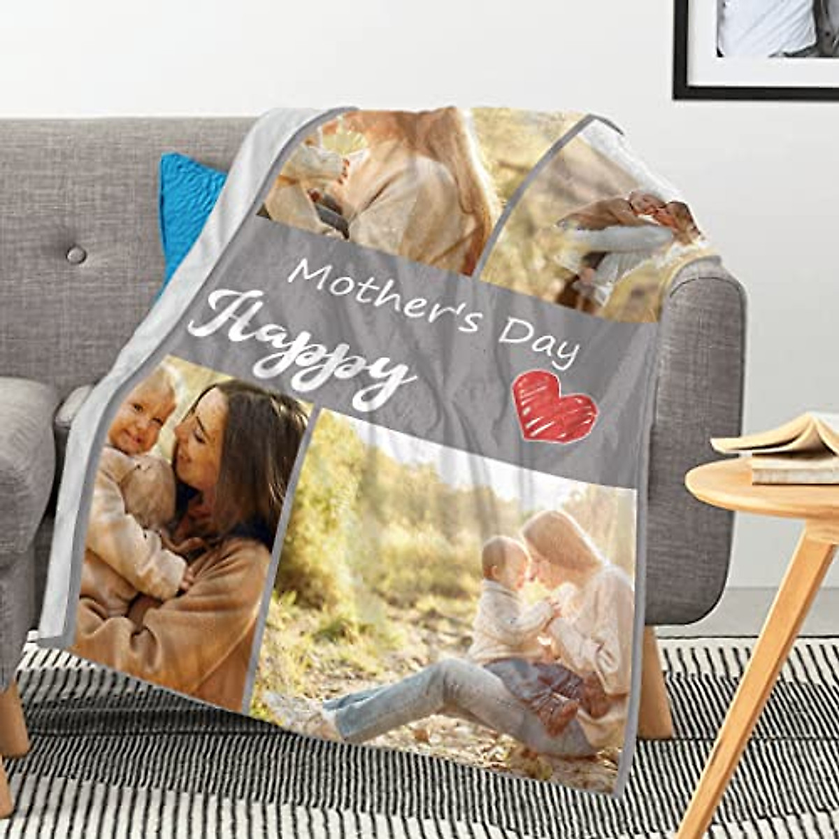 Youltar Mother Day Custom Gifts,Gifts for Mom, Custom Blanket with Photo Text, Birthday Gifts for mom from Daughter/Son,Custom Blanket with Pictures,Christmas Personalized Gift,Personalized Blanket