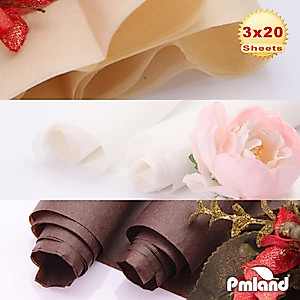 PMLAND Gift Wrapping Tissue Paper - Brown/Light Brown/White Assorted - 20 Inches x 26 Inches 60 Sheets