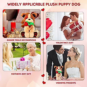 Chalyna 10 Inches Dog Plush Toy with Rose Valentine's Day Stuffed Animal with Heart Rose for Girlfriend, for Valentines Party Favor Mother's Day Birthday Festival Occasion