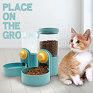 Puovez Dog Cage Automatic Kennel Feeder, Pet Cage Suspended Water Dispenser, Food And Water Dispenser Hanging Bowls, For Small, Medium And Large Cats And Dogs Food And Water Distribution (white)