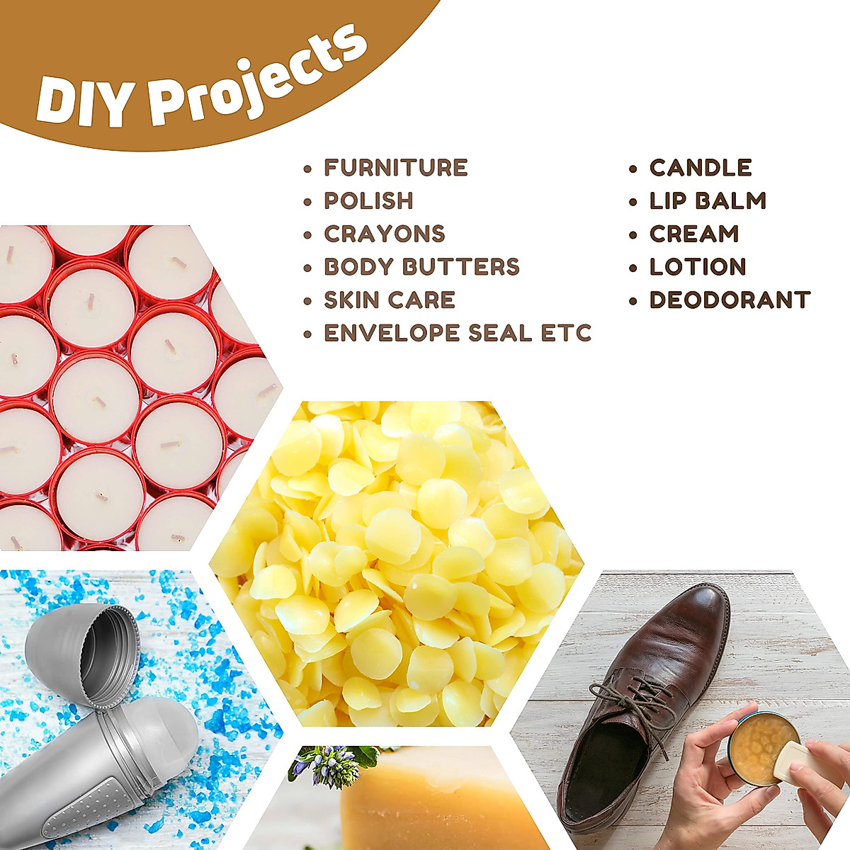 Organic Beeswax Pellets 1LB, USDA Certified Pure for Candle and Lotion Making, Food Grade Beeswax for Candle Making, 1 lb Beeswax Pastilles Organic, Bees Wax 1 lb Melts for Lotion