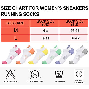 Ankle Socks for Women White Running Socks, Cushioned Athletic Low Cut No Show Compression Socks Womens Liner Footies for Sneakers 6 Pairs Size 9-11