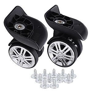 Swivel Luggage Wheels Replacement, 360 Swivel Trolley Suitcase Spinner Repair Mute Wheel Left and Right Dual Roller Bearing Silent Caster Repairing Parts Set Travel Customs Box Case 1 Pair