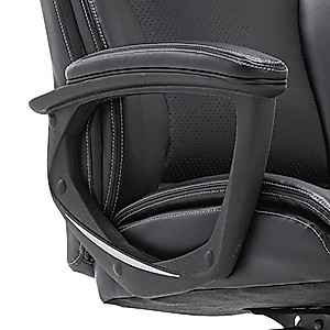Serta Executive High Back Office Chair with Lumbar Support Ergonomic Upholstered Swivel Gaming Friendly Design, Bonded Leather, Black