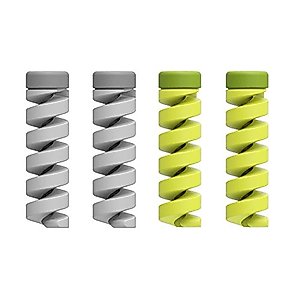 Leadtrend Charger Cable Saver Protector - Snug Fit for All Cell Phones, Computers, and Chargers. Compatible with All Apple & Android Wires - Easy Use Protect Your Investment. ((Grey/Green)