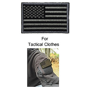 2 Pieces Tactical USA Flag Patch -Black & Gray- American Flag US United States of America Military Uniform Emblem Patches (2 Packs)