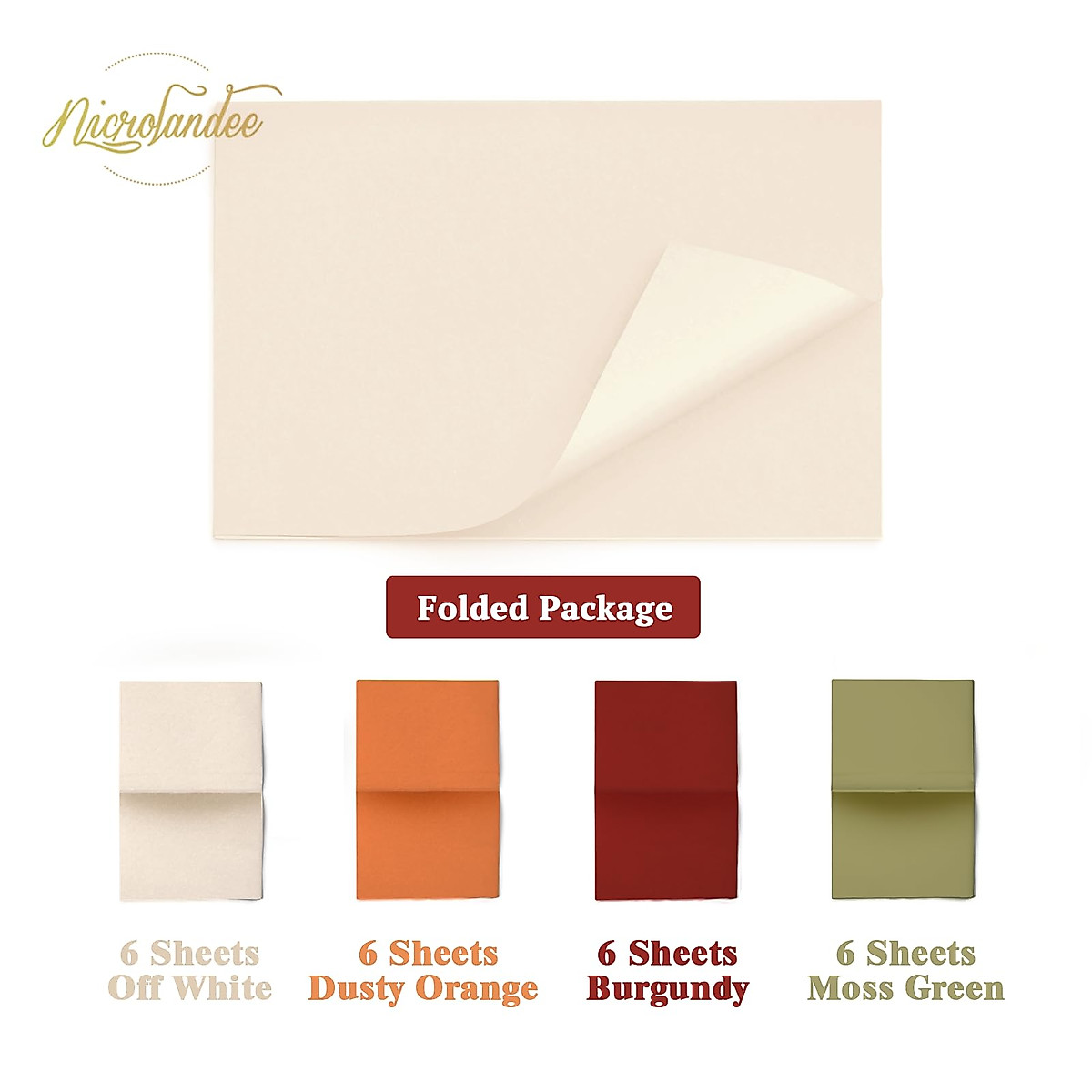 NICROLANDEE Fall Gift Tissue Paper - 24 Sheet Fall Orange Tissue Wrapping Paper for Thanksgiving Day Gifts Decorations, Autumn Wedding Birthday Presents Packaging 28x20 Inch