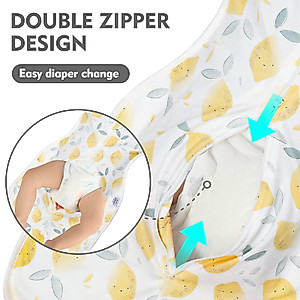 ANYEDDE Baby Swaddle Transition Bag, Baby Transition Swaddle Sleep Sack, Cuff Removable Arms Up Design, Transitions to Arms-Free Wearable Blankets with 2-Way Zipper, Smile & Lemon (3-6 Month)