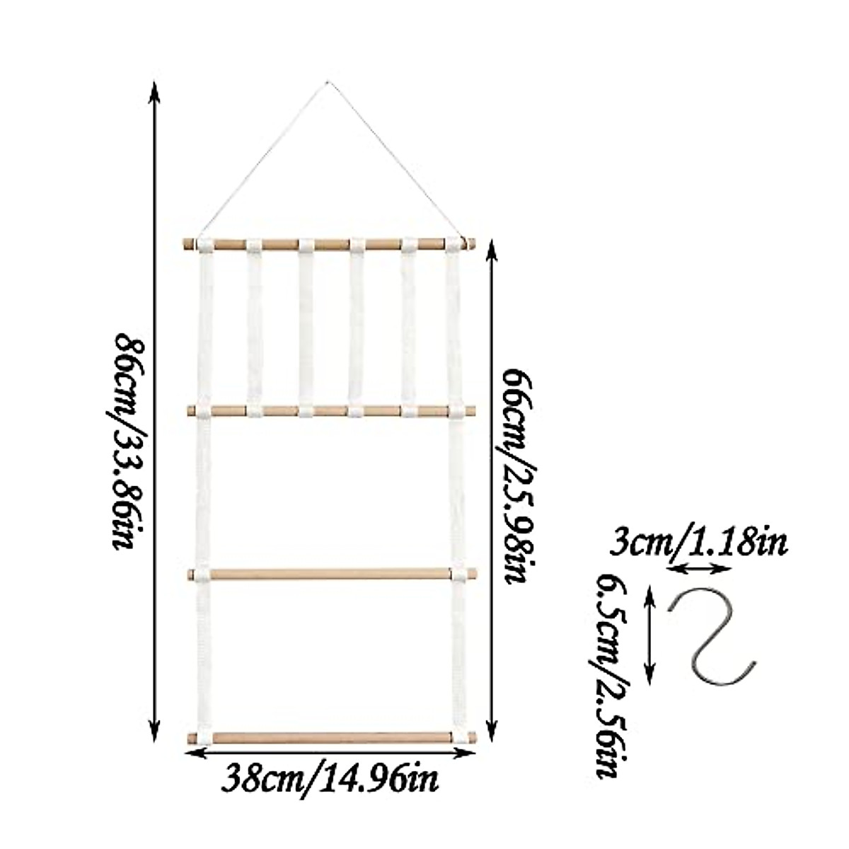 BetterJonny 1Pc Headband and Bow Holder for Girls Hair Bows, White Hanging Baby Headbands Storage Organizer with 30Pcs Stainless Steel Hooks Headband Holder for Room,Door,Wall