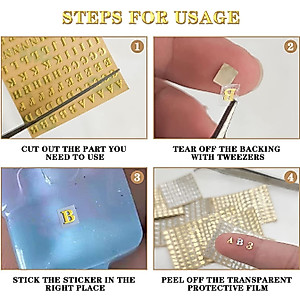 18 Sheets Small Letter Stickers for Resin,Mini Gold/Silver Letter Stickers Metallic Alphabet Number Stickers for Nail Art Epoxy Resin Crafts,Glitter Self Adhesive DIY Scrapbook Stickers with Tweezers