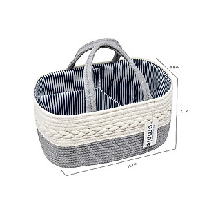 AMP Baby Diaper Caddy Organizer - Changing Table Diaper Organizer - Portable Rope Nursery Storage Bin for Boys and Girls - Diaper Storage Basket for Changing Table & Car Basket